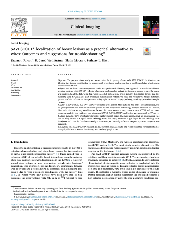(PDF) SAVI SCOUT® localization of breast lesions as a practical ...