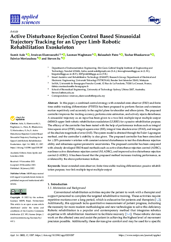 (PDF) Active Disturbance Rejection Control Based Sinusoidal Trajectory Tracking for an Upper ...