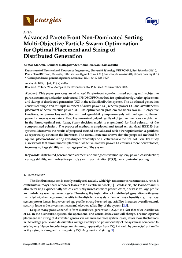 Pdf Advanced Pareto Front Non Dominated Sorting Multi Objective Particle Swarm Optimization