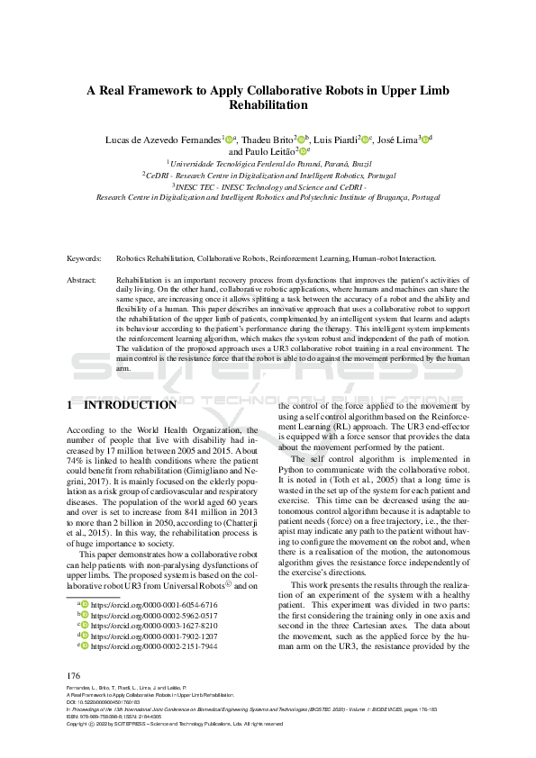 (PDF) A Real Framework to Apply Collaborative Robots in Upper Limb Rehabilitation