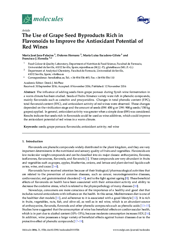 (PDF) The Use of Grape Seed Byproducts Rich in Flavonoids to Improve ...