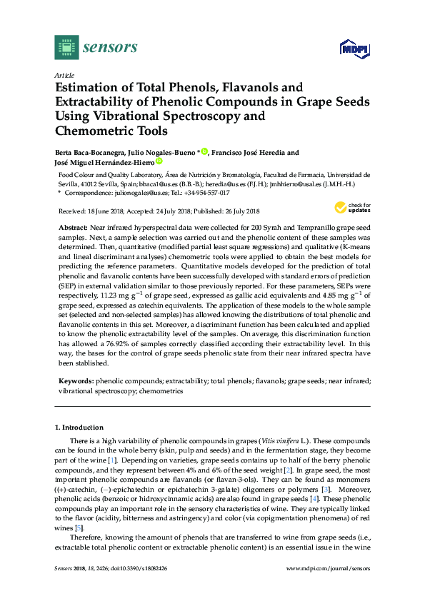 (PDF) Estimation of Total Phenols, Flavanols and Extractability of ...