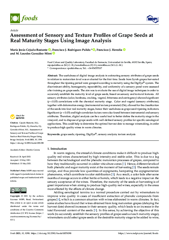 (PDF) Assessment of Sensory and Texture Profiles of Grape Seeds at Real ...