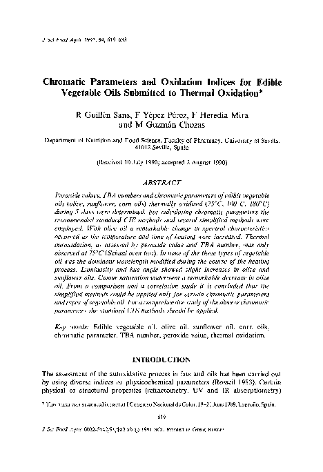 (PDF) Chromatic parameters and oxidation indices for edible vegetable ...