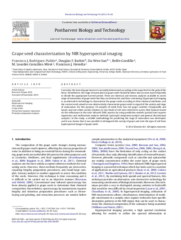 (PDF) Grape seed characterization by NIR hyperspectral imaging