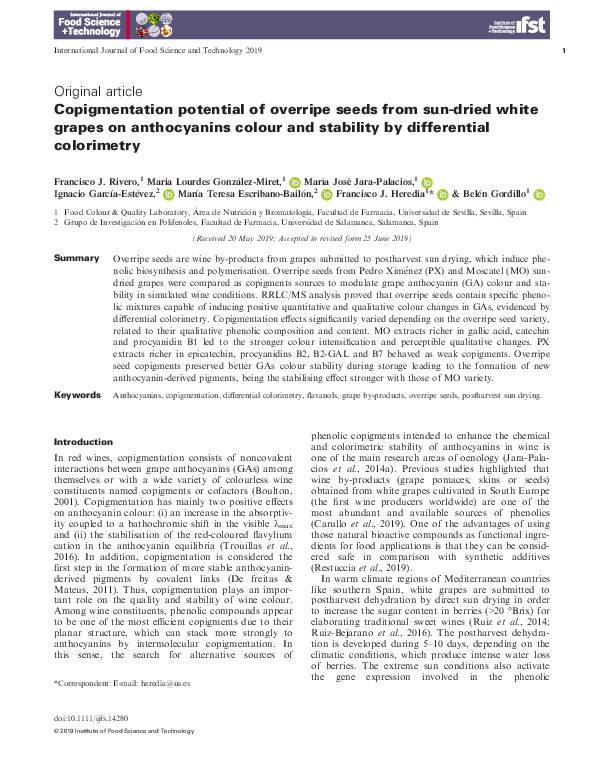 (PDF) Copigmentation potential of overripe seeds from sun‐dried white ...