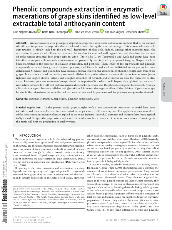 (PDF) Phenolic compounds extraction in enzymatic macerations of grape skins identified as low ...