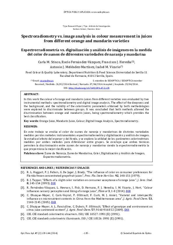 (PDF) Spectroradiometry vs. image analysis in colour measurement in ...