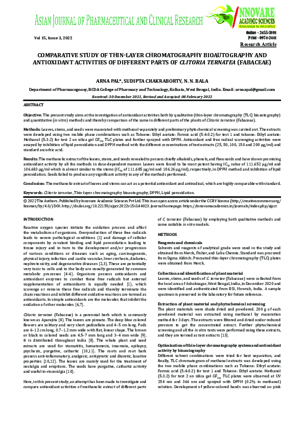 (PDF) Comparative Study of Thin-Layer Chromatography Bioautography and Antioxidant Activities of ...