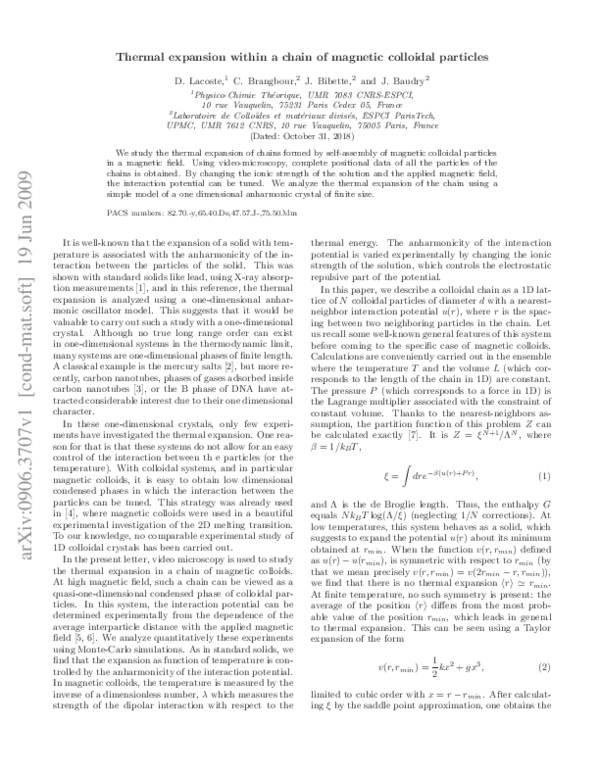 (PDF) Thermal expansion within a chain of magnetic colloidal particles