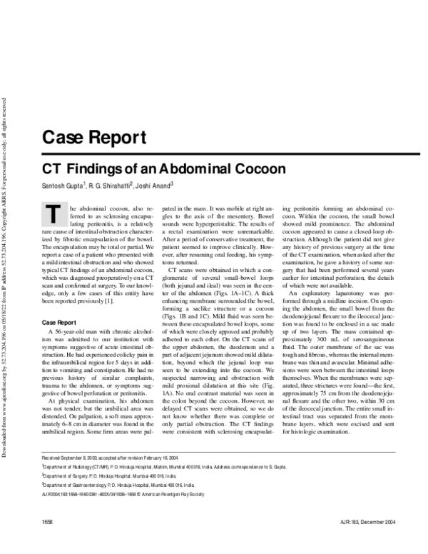(PDF) CT Findings of an Abdominal Cocoon