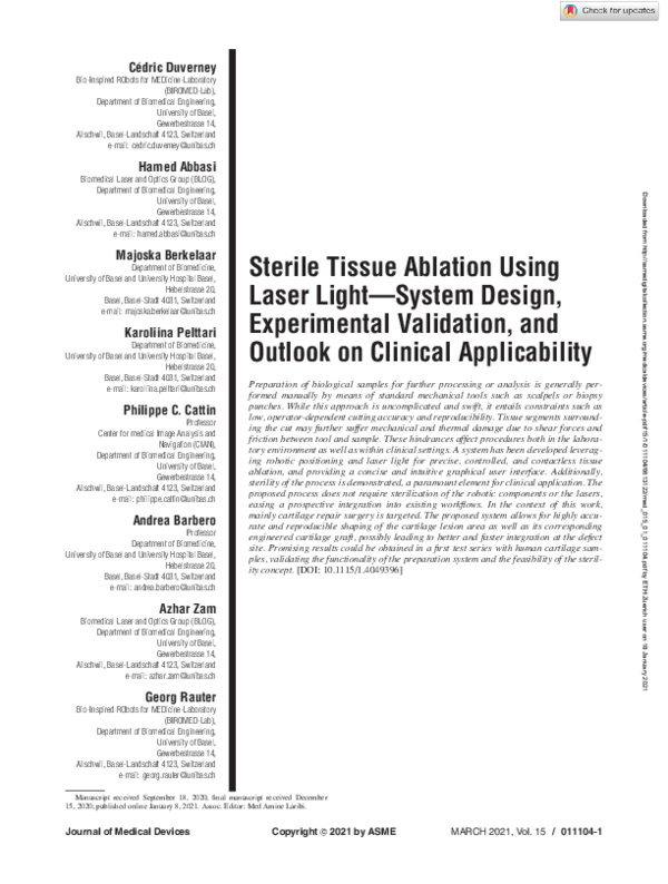 (PDF) Sterile Tissue Ablation Using Laser Light-System Design ...