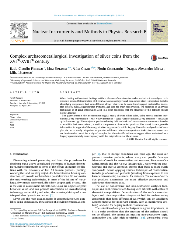 (PDF) Complex archaeometallurgical investigation of silver coins from ...