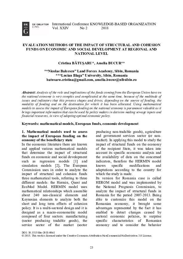 (PDF) Evaluation Methods of the Impact of Structural and Cohesion Funds ...