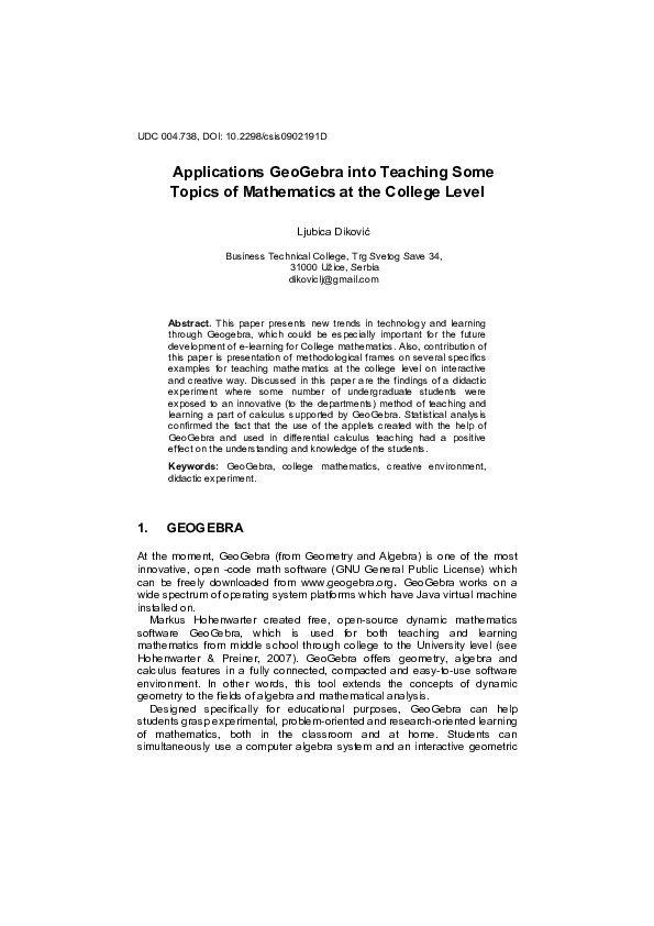 (PDF) Applications GeoGebra into teaching some topics of mathematics at ...