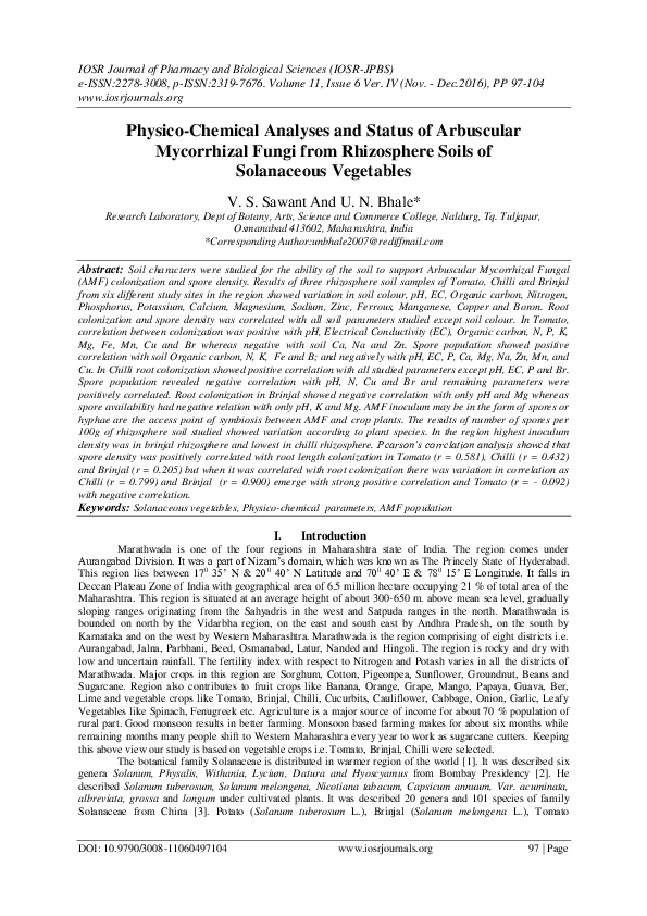 (PDF) Physico-Chemical Analyses and Status of Arbuscular Mycorrhizal Fungi from Rhizosphere ...
