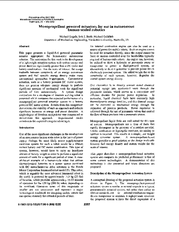 (PDF) Monopropellant powered actuators for use in autonomous human ...