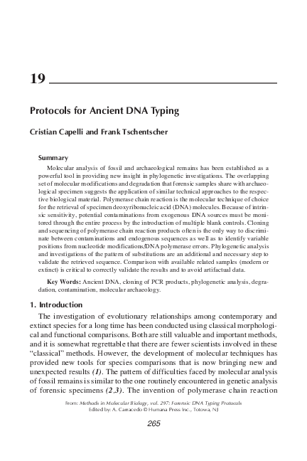 (PDF) Protocols for Ancient DNA Typing