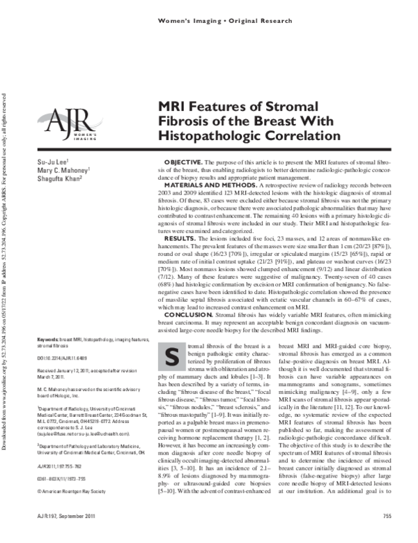 (PDF) MRI Features of Stromal Fibrosis of the Breast With ...