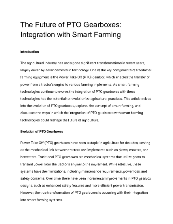(PDF) Smart Farming Integration for PTO Gearboxes' Future