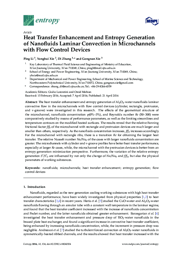 (PDF) Heat Transfer Enhancement and Entropy Generation in a Square Enclosure in the Presence of ...