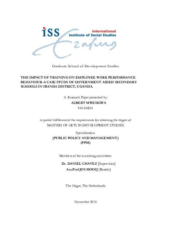 (PDF) The impact of training on employee work performance behaviour : a ...