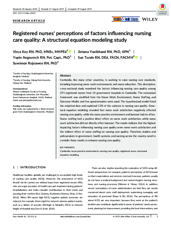 (PDF) Registered nurses' perceptions of factors influencing nursing ...
