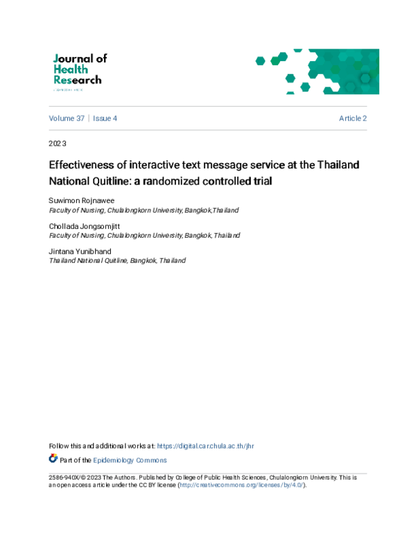 (PDF) Effectiveness of interactive text message service at the Thailand ...
