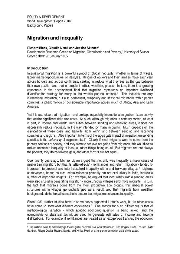 (PDF) Migration and Inequality