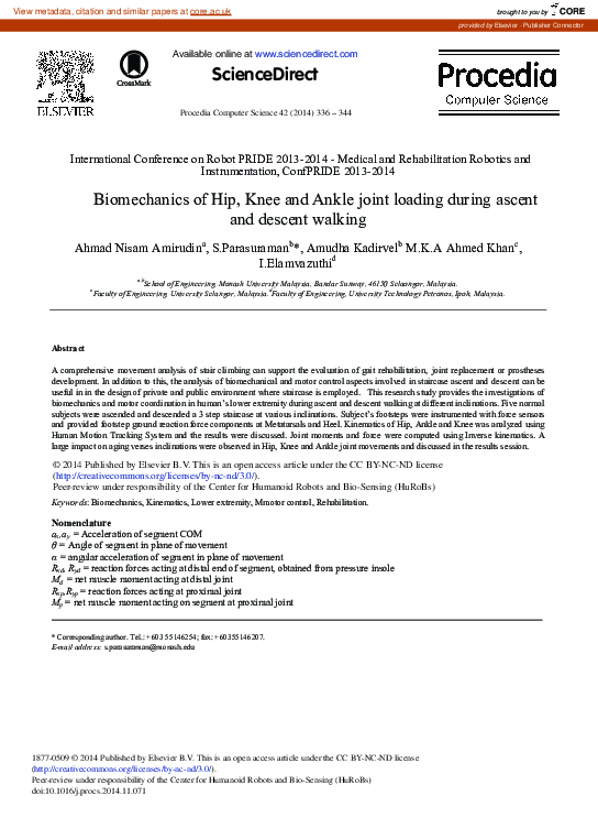 (PDF) Biomechanics of Hip, Knee and Ankle Joint Loading during Ascent ...