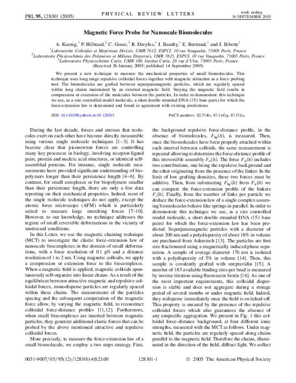 (PDF) Magnetic Force Probe for Nanoscale Biomolecules