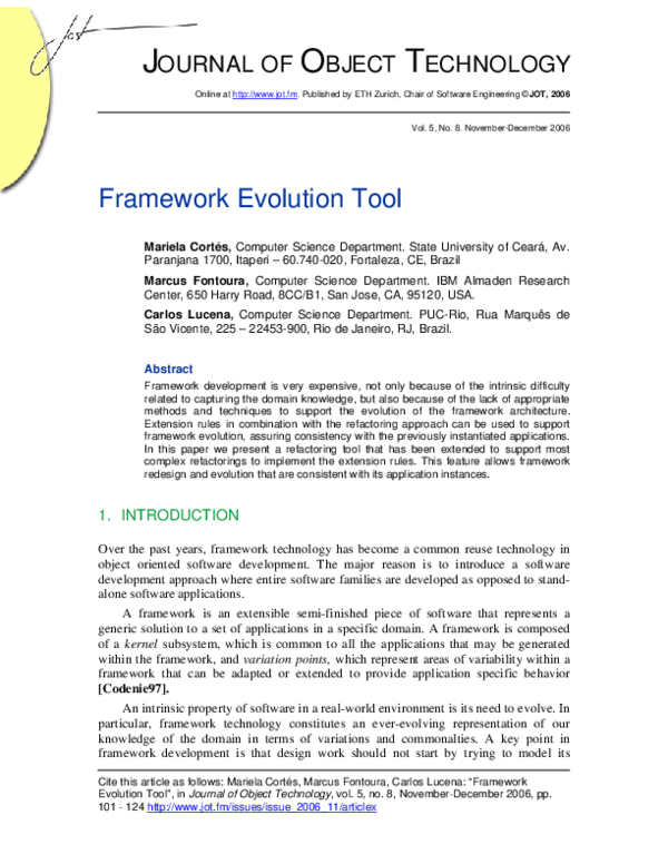 (PDF) Framework Evolution Tool