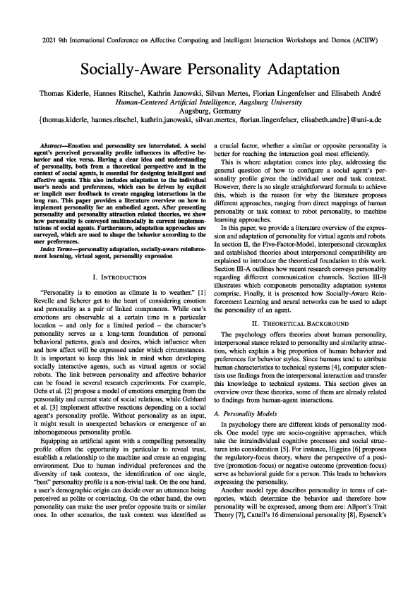 (PDF) Socially-Aware Personality Adaptation | Thomas Kiderle - Academia.edu