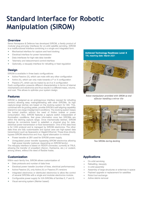 (PDF) SIROM (Standard Interface for RObotic Manipulation of payloads in ...