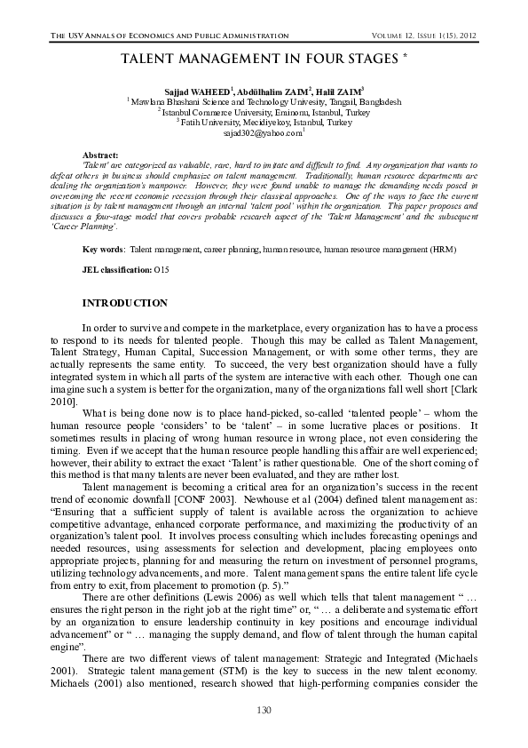 (PDF) Talent Management in Four Stages
