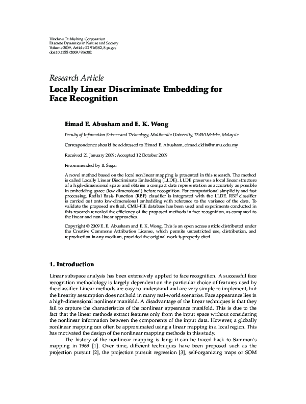 (PDF) Locally Linear Discriminate Embedding for Face Recognition