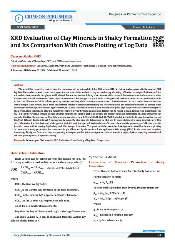 (PDF) XRD Evaluation of Clay Minerals in Shaley Formation and Its ...