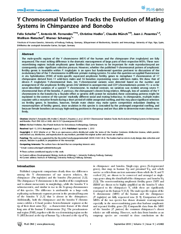 (PDF) Y Chromosomal Variation Tracks the Evolution of Mating Systems in ...