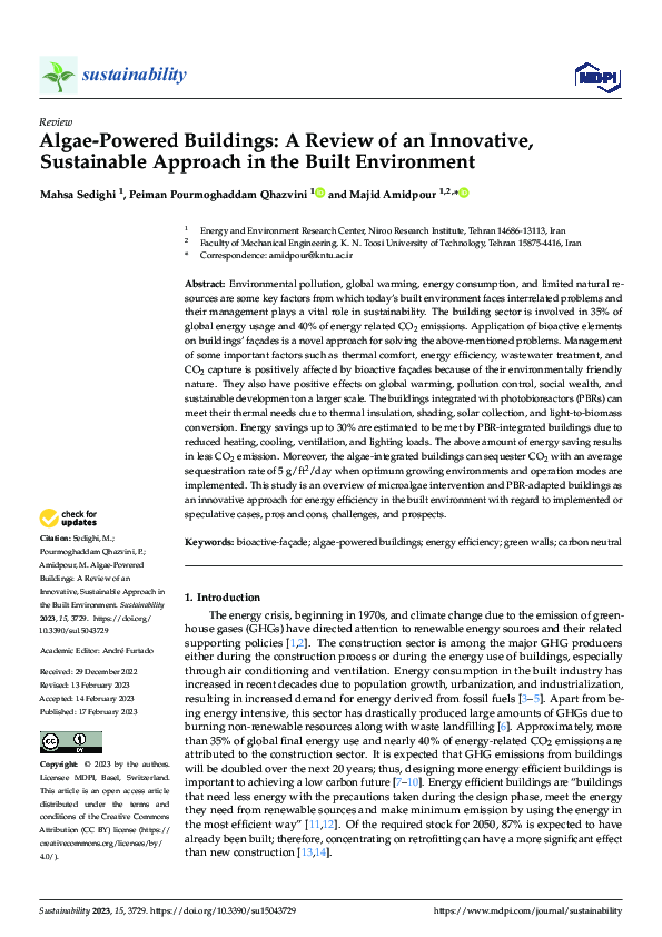 (PDF) Algae-Powered Buildings: A Review of an Innovative, Sustainable ...