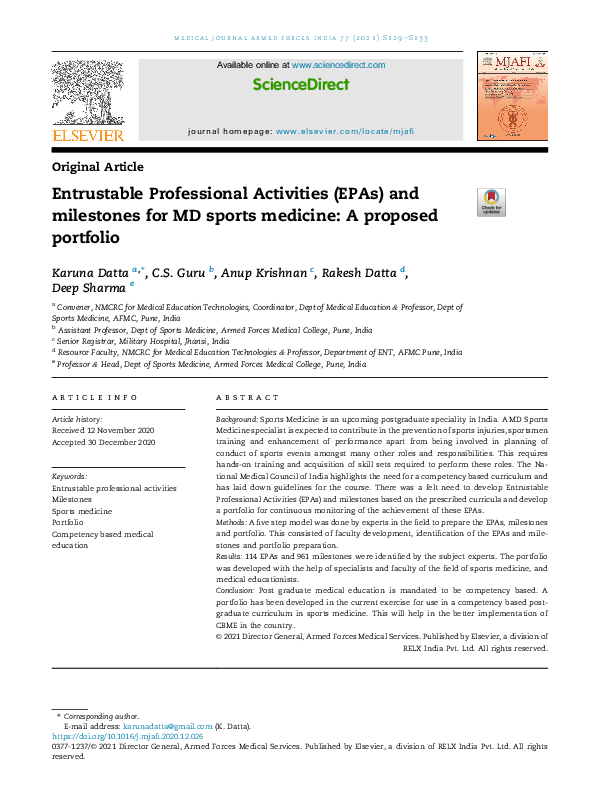 (PDF) Entrustable Professional Activities (EPAs) and milestones for MD ...