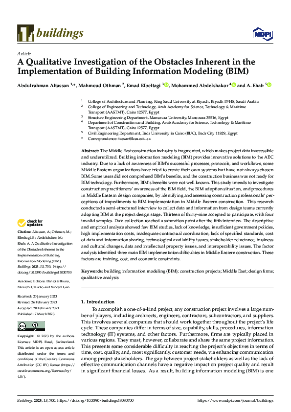 (PDF) A Qualitative Investigation of the Obstacles Inherent in the Implementation of Building ...