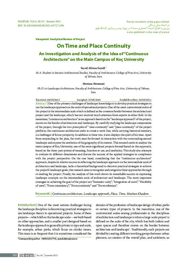 (PDF) On Time and Place Continuity, An Investigation and Analysis of ...