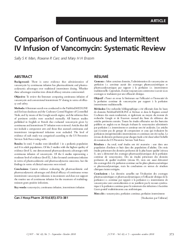 (PDF) Comparison of Continuous and Intermittent IV Infusion of ...