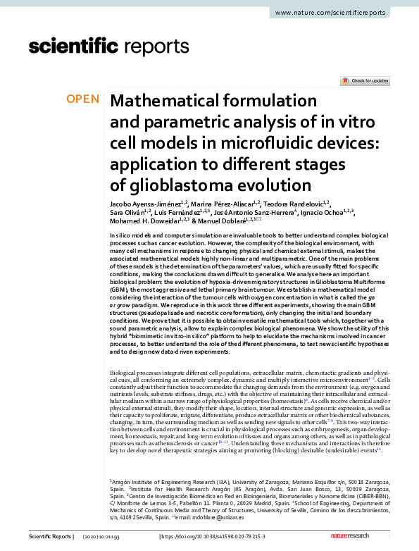 (PDF) Mathematical formulation and parametric analysis of in vitro cell models in microfluidic ...