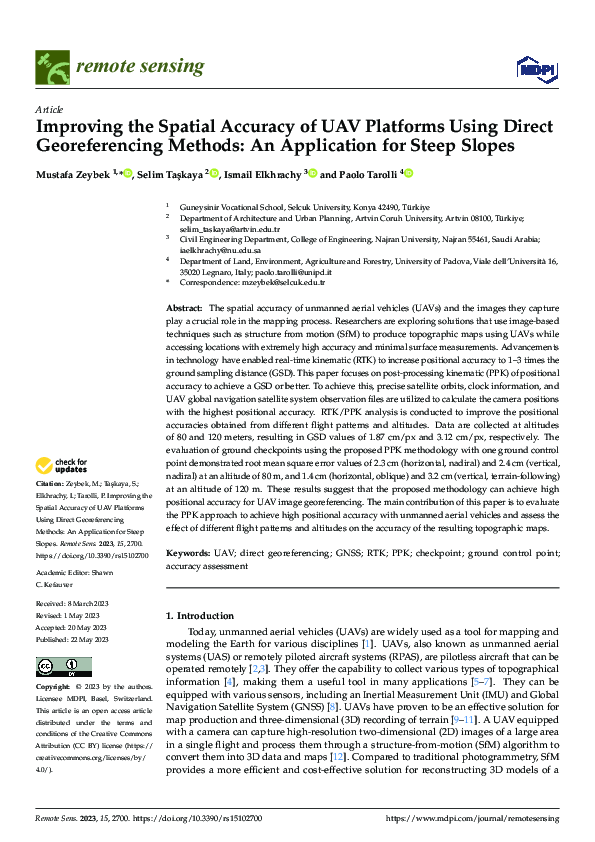 (PDF) Improving the Spatial Accuracy of UAV Platforms Using Direct Georeferencing Methods: An ...