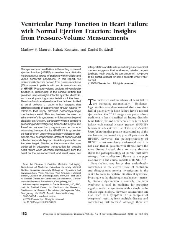 (PDF) Ventricular Pump Function in Heart Failure with Normal Ejection ...
