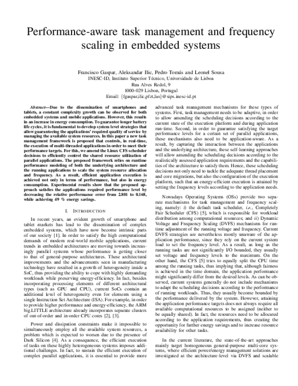 (PDF) Performance-Aware Task Management and Frequency Scaling in Embedded Systems