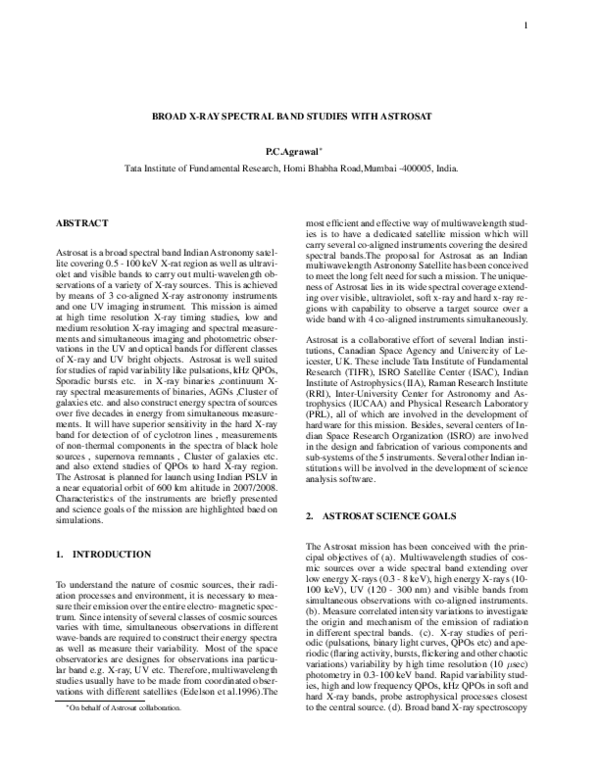 (PDF) Broad X-ray Spectral Band Studies with Astrosat