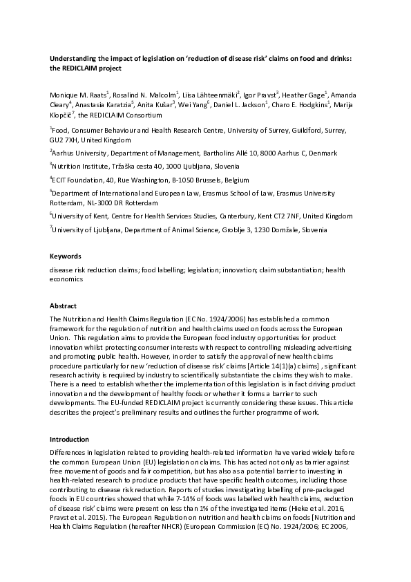 (PDF) Understanding the impact of legislation on 'reduction of disease ...