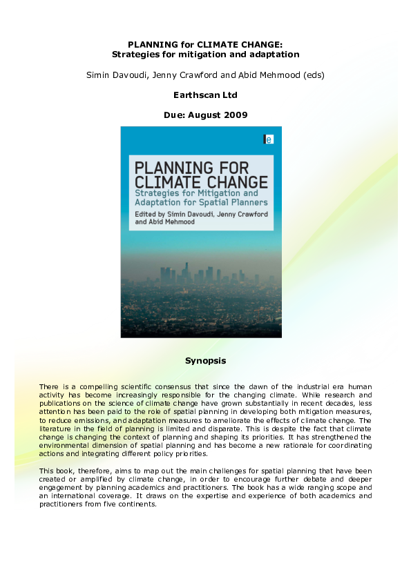 Pdf Planning For Climate Change Strategies For Mitigation And Adaptation